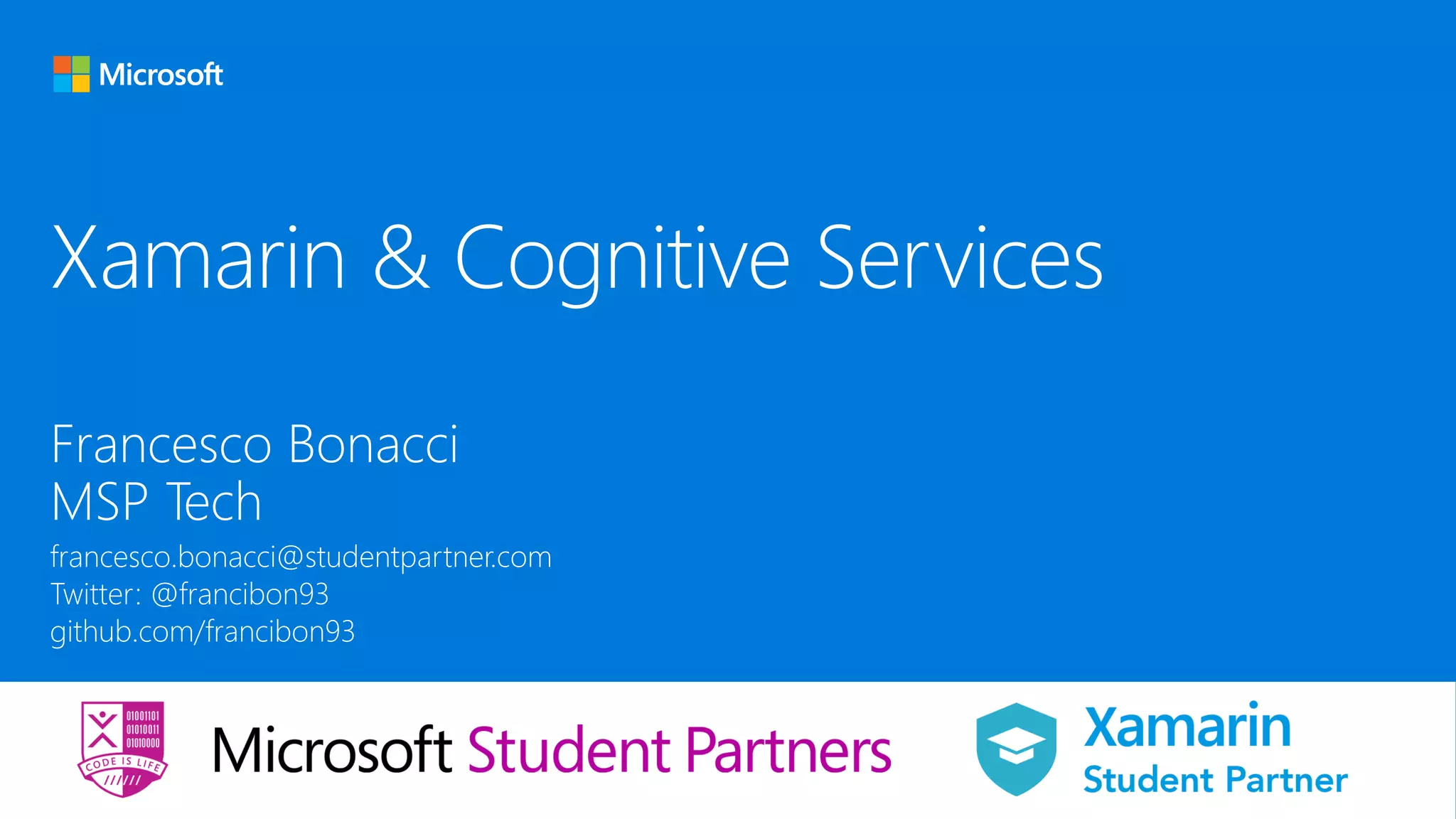 Xamarin & Cognitive Services Slides | PPT