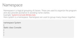 Xamarin: Namespace and Classes | PPT