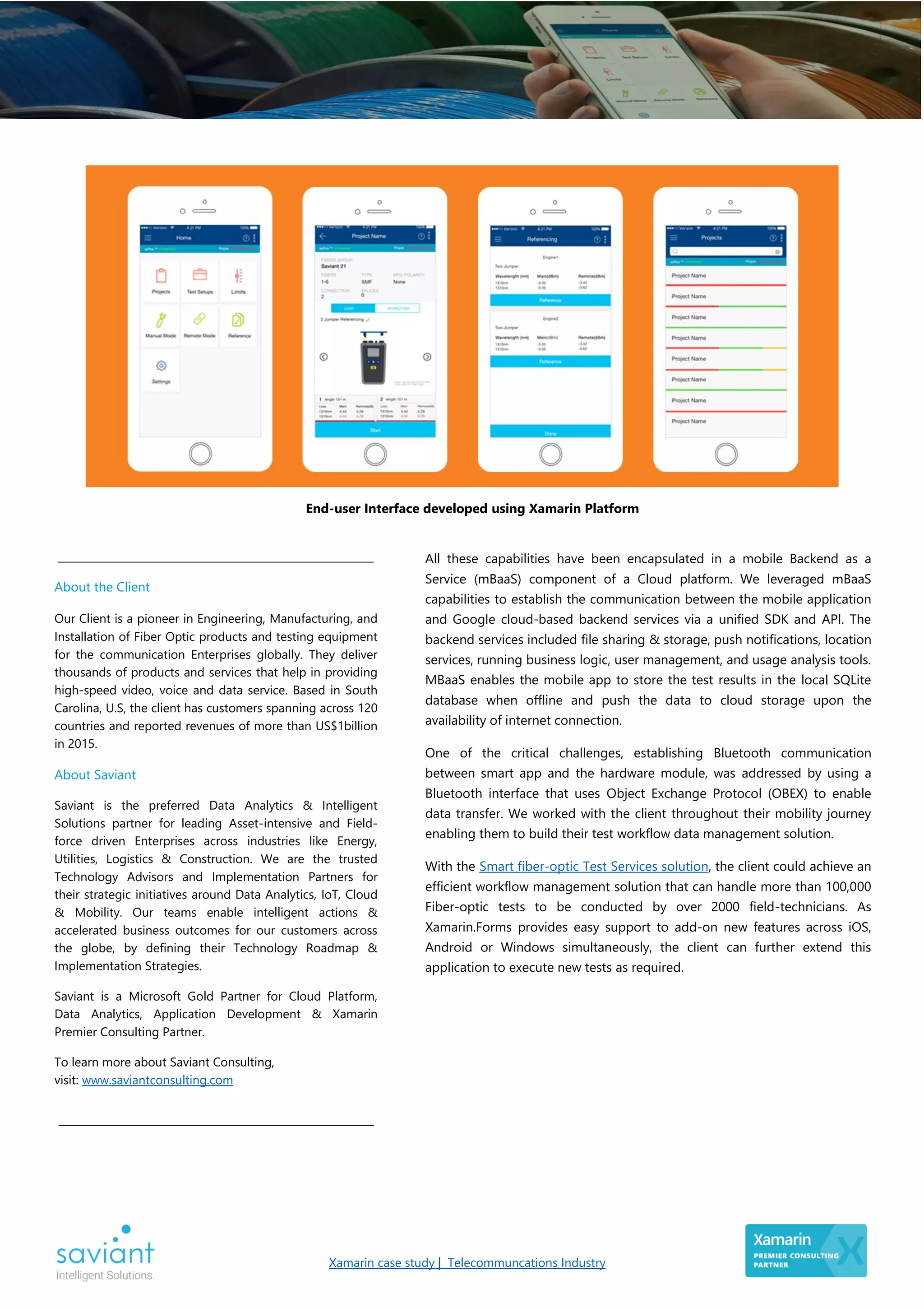 Saviant's Xamarin Success Story | PDF