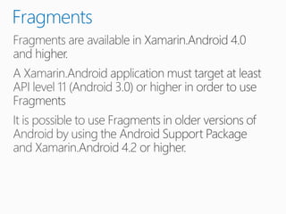 Xamarin day3 - Android Fragments | PPT