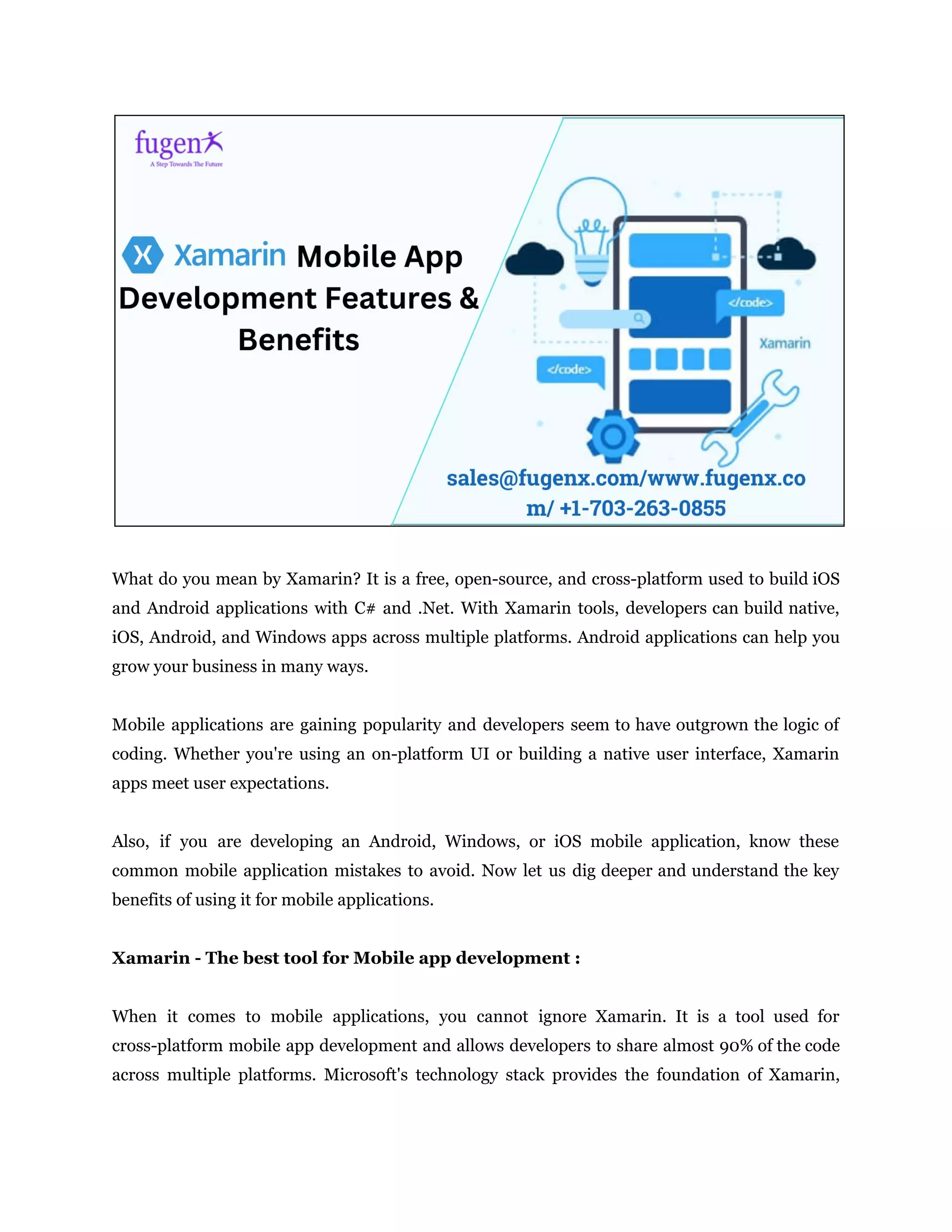 Xamarin Mobile App Development Features & Benefits.pdf | Programming Languages | Computing