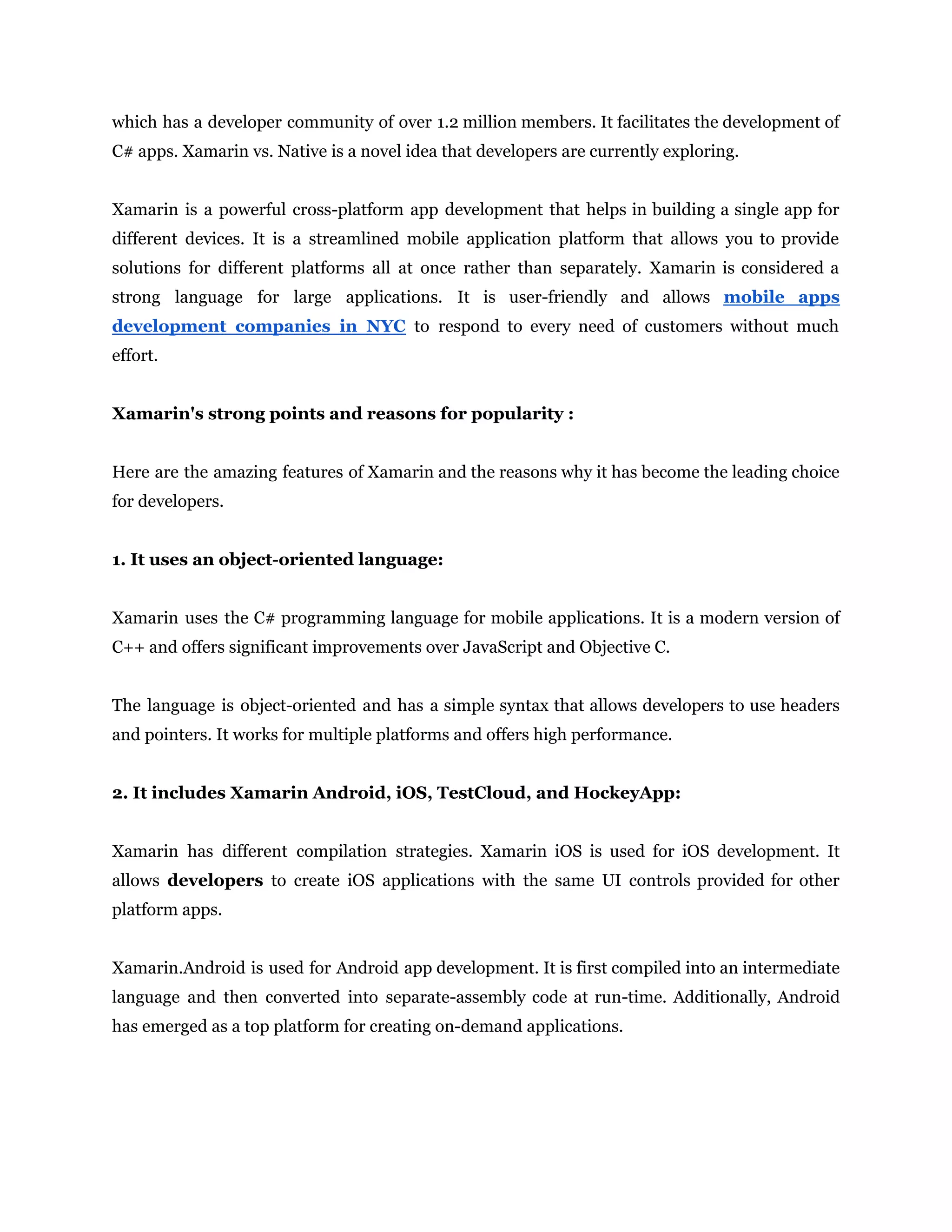 Xamarin Mobile App Development Features & Benefits.pdf | Programming Languages | Computing