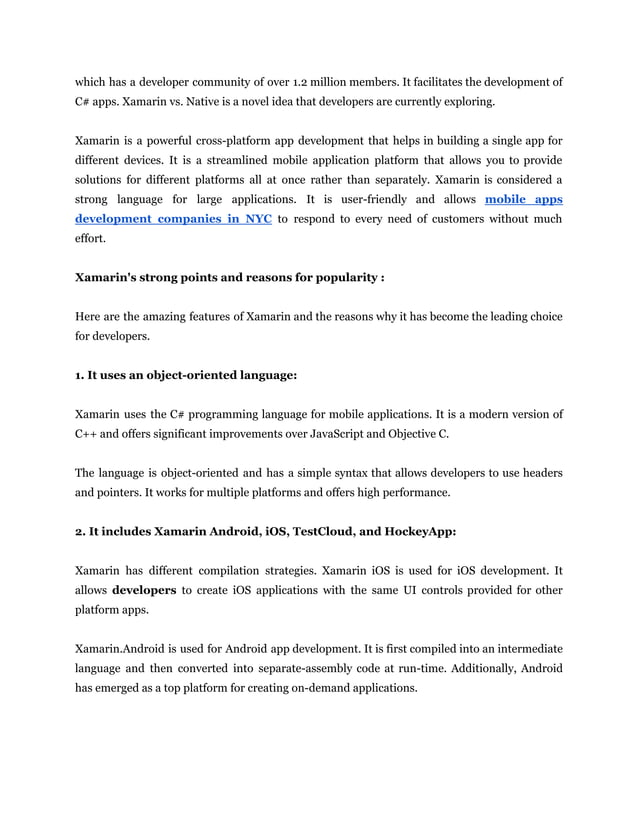 Xamarin Mobile App Development Features & Benefits.pdf | Programming Languages | Computing