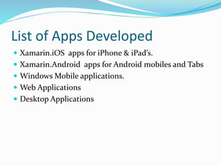 Xamarin mobile app portfolio tecordeon2 | PPTX