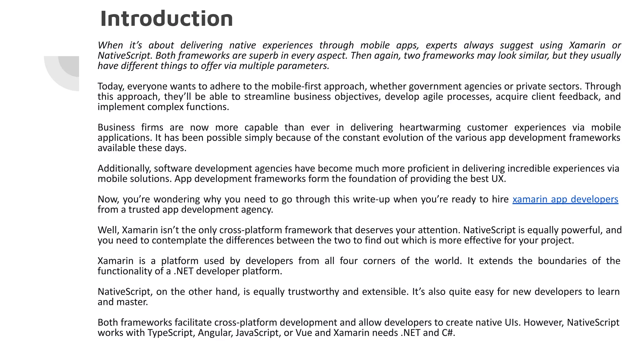 Xamarin Vs Native Script Which One Is The Ideal Cross Platform Framework For Your Project Ppt