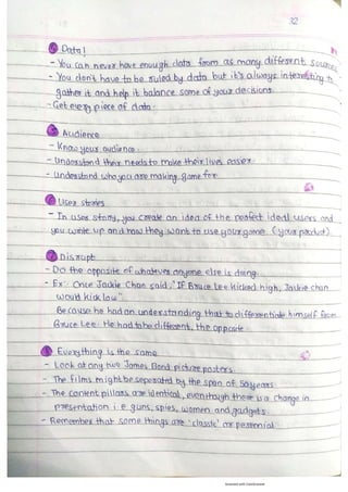 NOTES - Game Concept Design | PDF