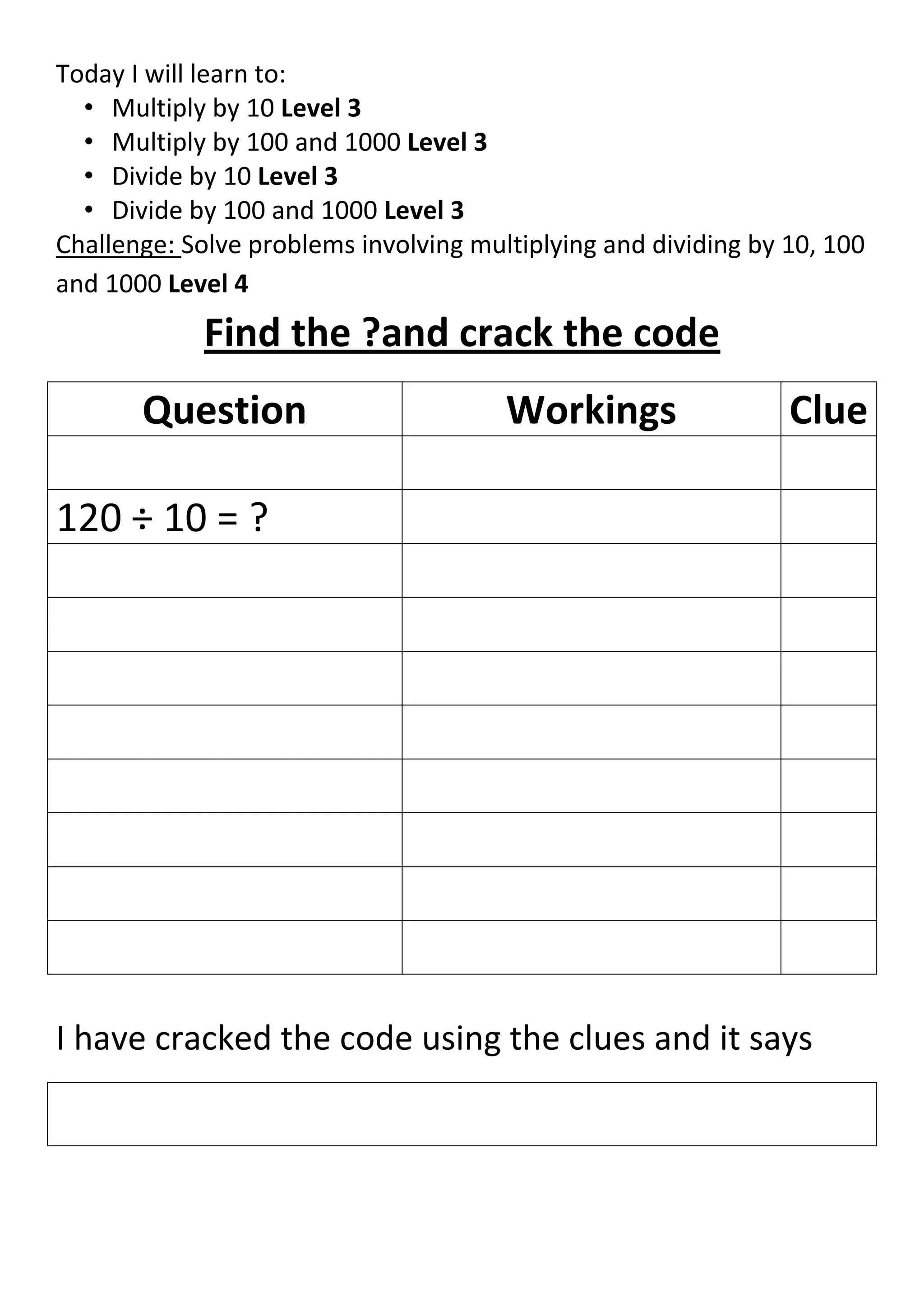 X and dividing by 10, 100 and 1000 basics qr codes | DOCX