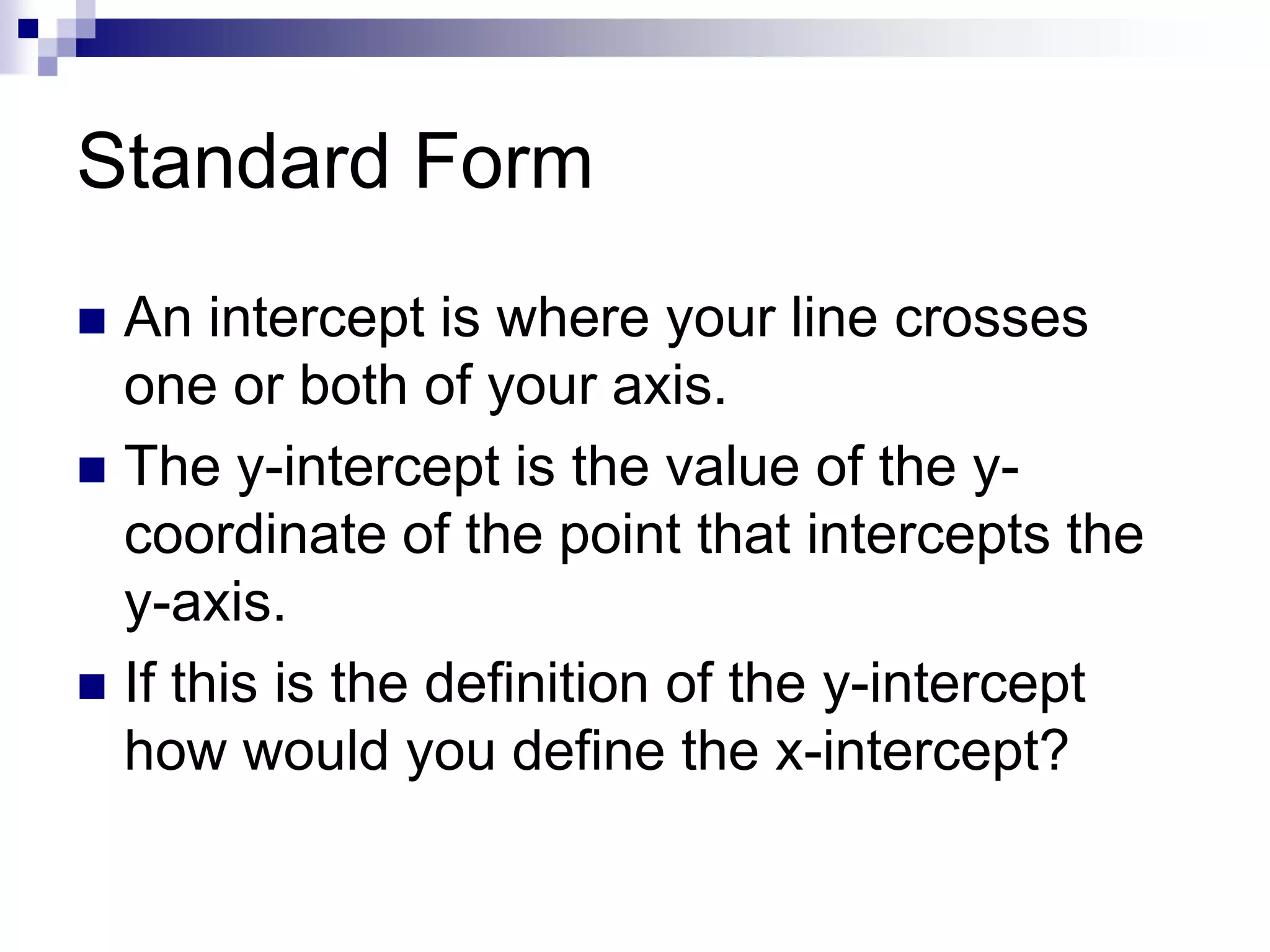 x and y intercepts 2012-13 edmodo | PPT