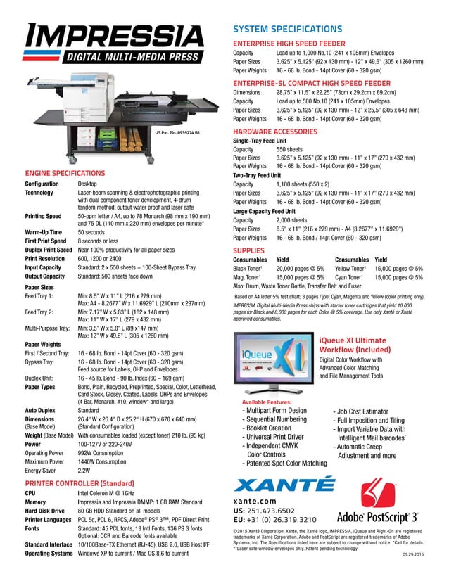Xanté Impressia Digital Multi-Media Press (with Enterprise Feeder ...