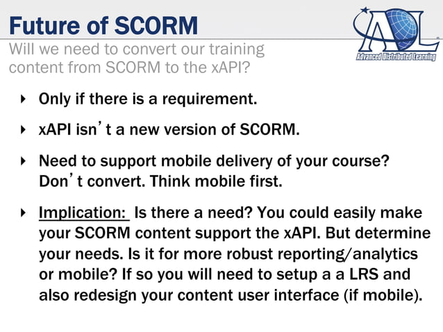Experience API (xAPI) and the Future of SCORM | PDF