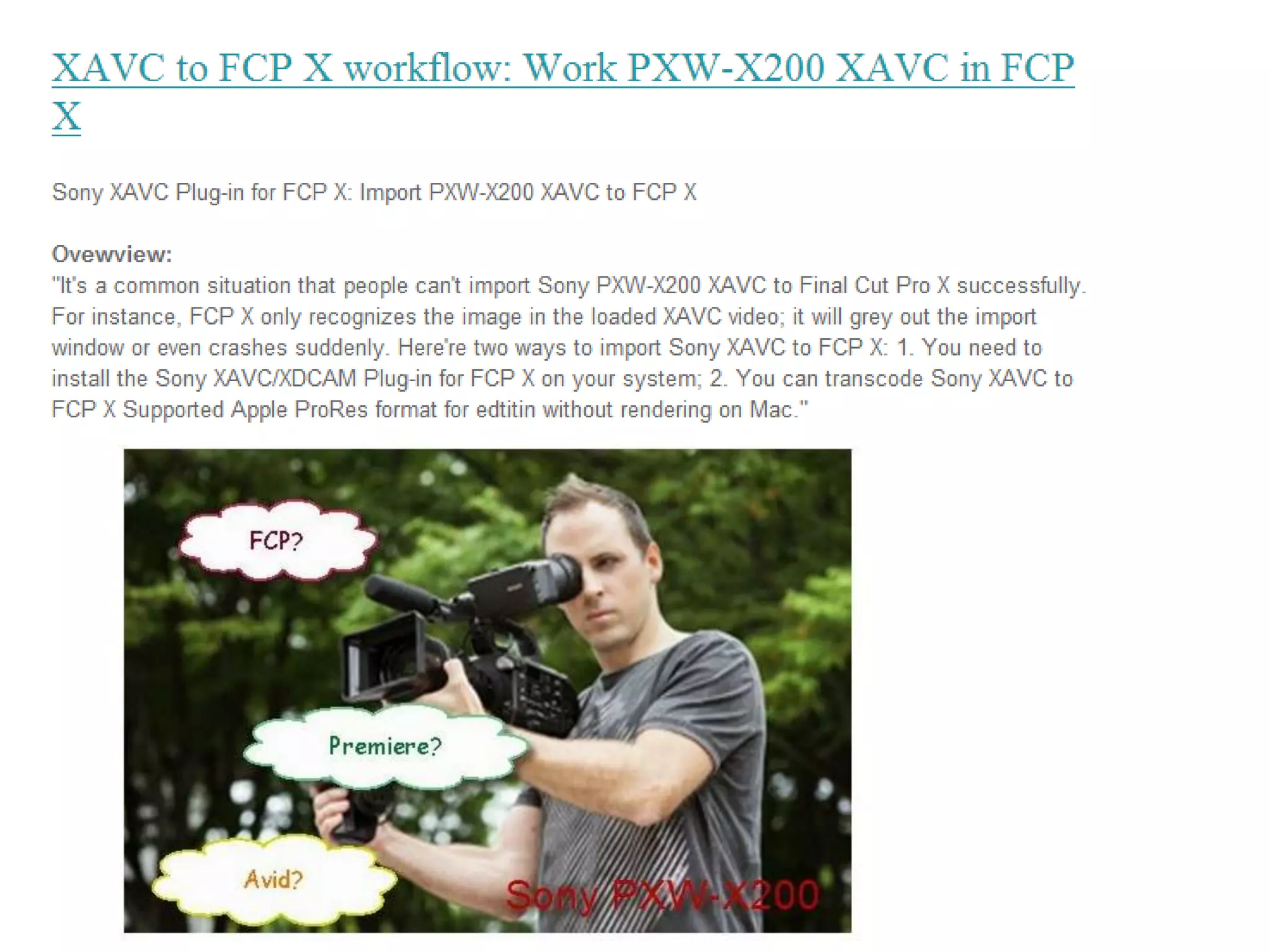 Xavc to fcp x workflow work pxw x200 xavc in fcp x | PPT