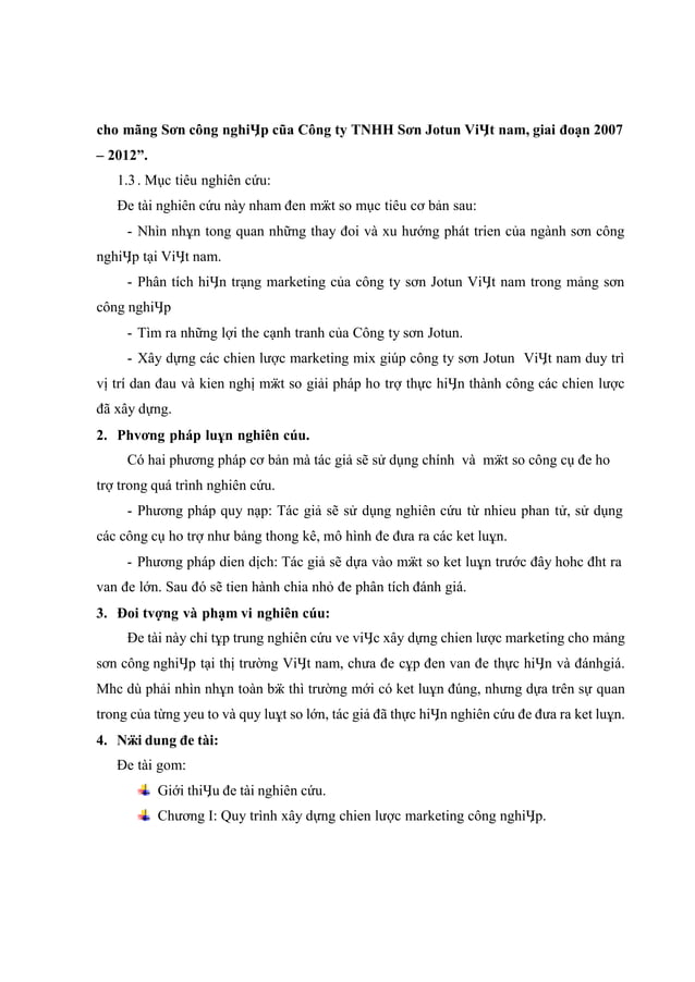 Xây dựng chiến lược marketing cho hãng sơn công nghiệp của công ty TNHH sơn Jotun Việt Nam giai ...