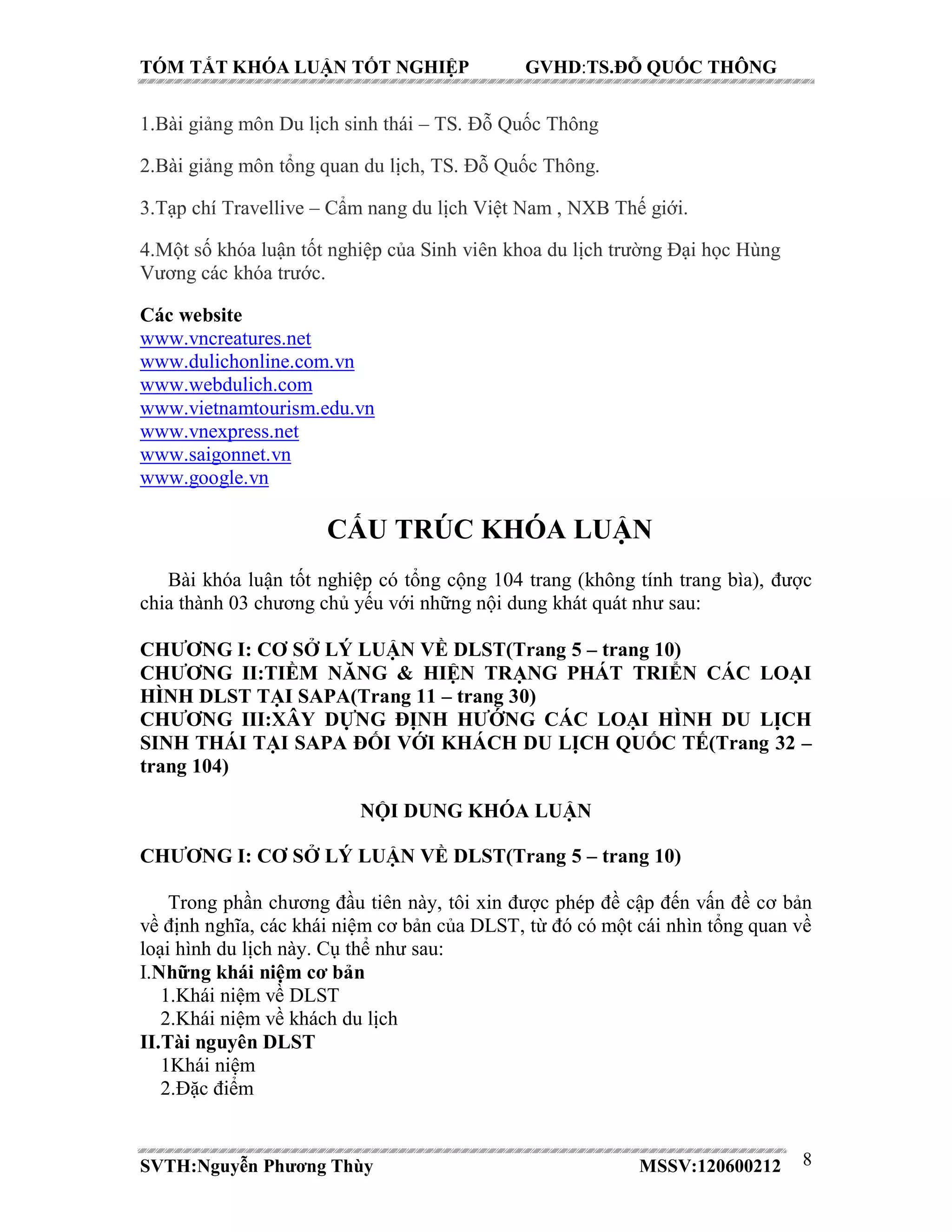 Xay dung dinh huong cac loai hinh du lich sinh thai tai sapa doi voi ...