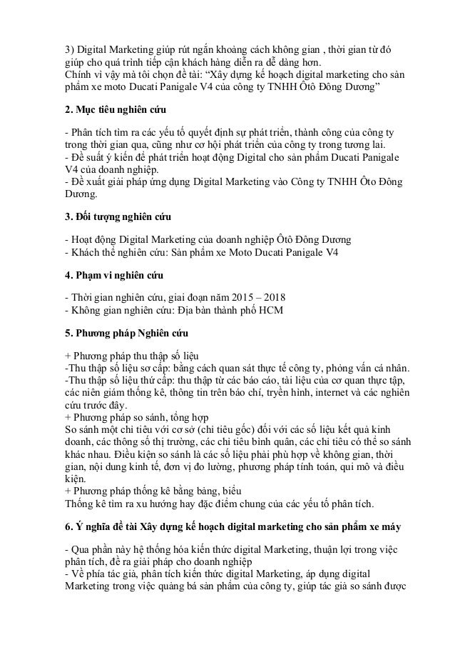 Xây dựng kế hoạch digital marketing cho sản phẩm xe máy | PDF