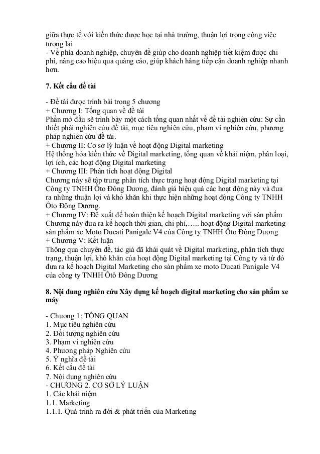 Xây dựng kế hoạch digital marketing cho sản phẩm xe máy | PDF