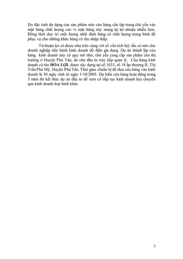 Báo cáo thực tập Xây dựng kế hoạch kinh doanh Điện Gia Dụng - Topica - ZALO 093 189 2701 | PDF
