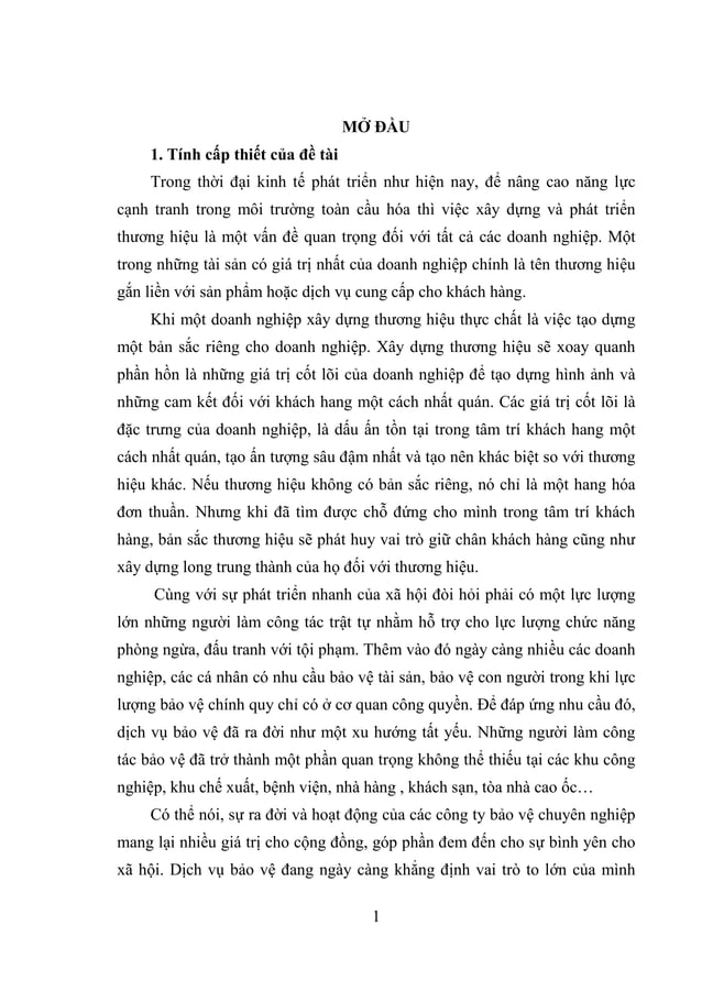Luận văn: Xây dựng và phát triển thương hiệu dịch vụ bảo vệ Thịnh An MIỄN PHÍ HOT | PDF
