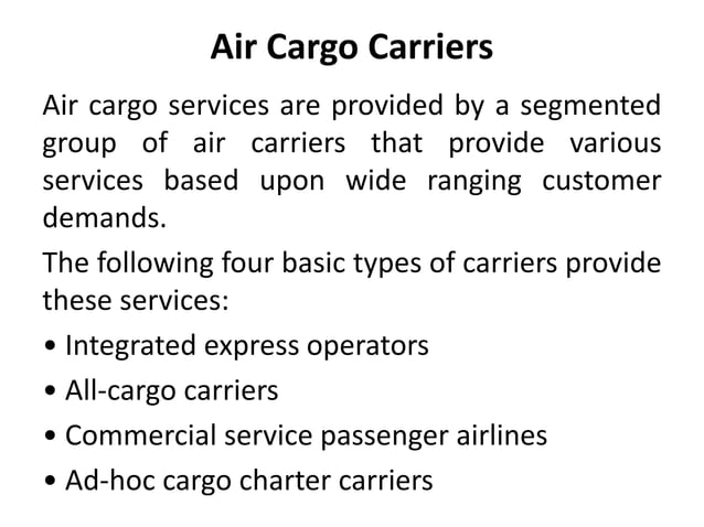 Air cargo overview ppt | PPTX