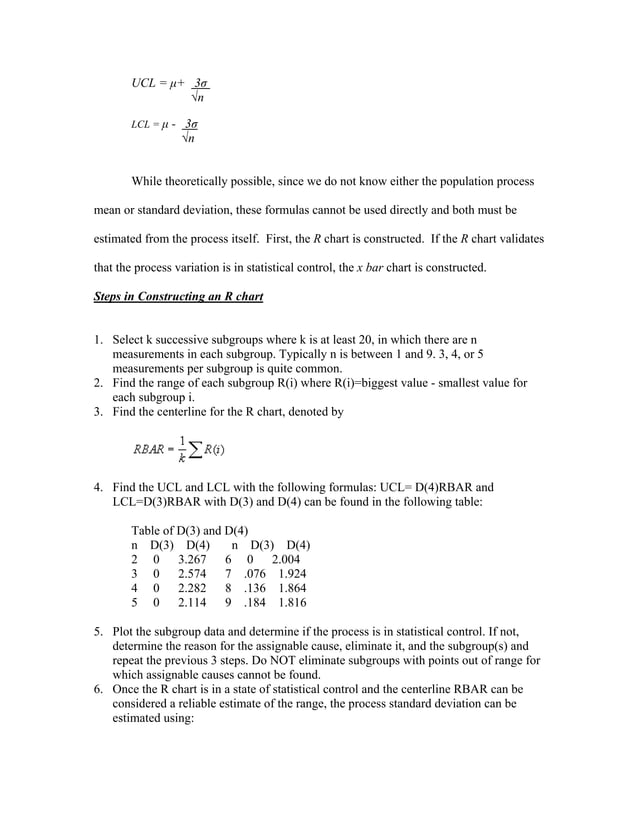 X Bar R Charts Pdf 