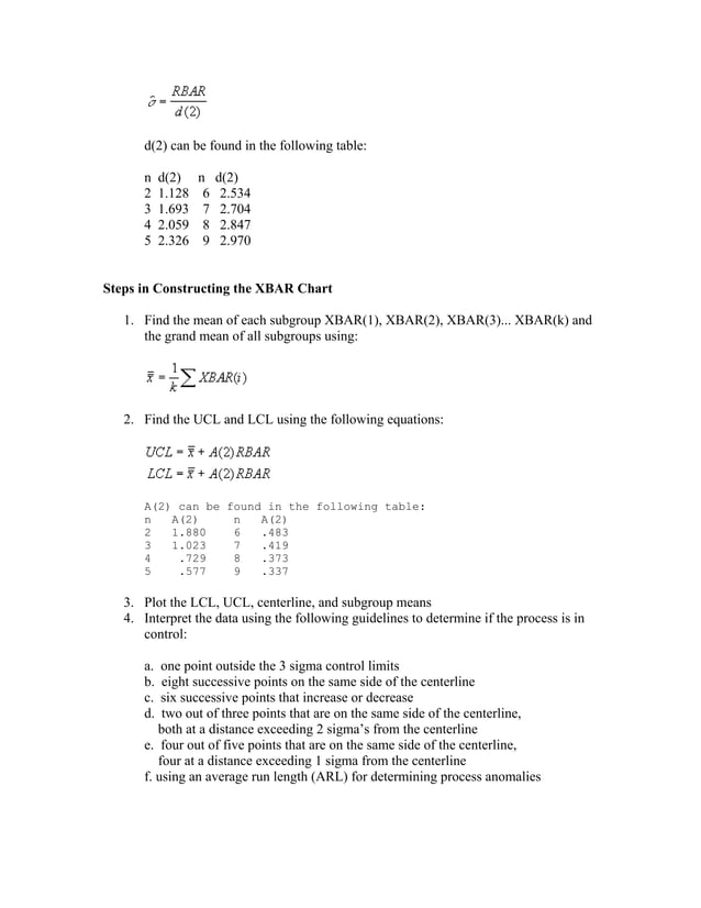 X Bar R Charts | PDF