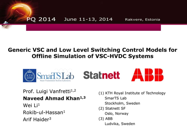 Generic VSC and Low Level Switching Control Models for Offline ...