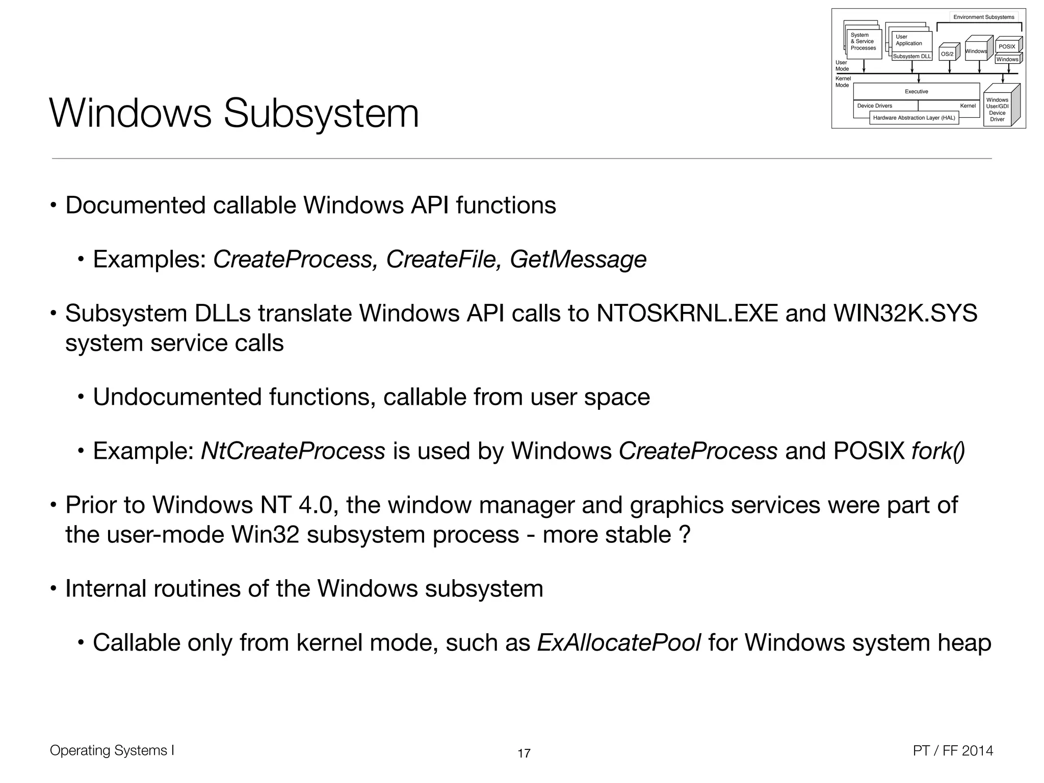 Operating Systems 1 (4/12) - Architectures (Windows) | PDF