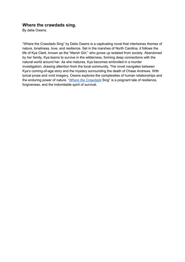 Where the crawdads sing review | DOCX