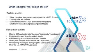 xbim Flex: taking the xbim toolkit into the cloud | PPTX