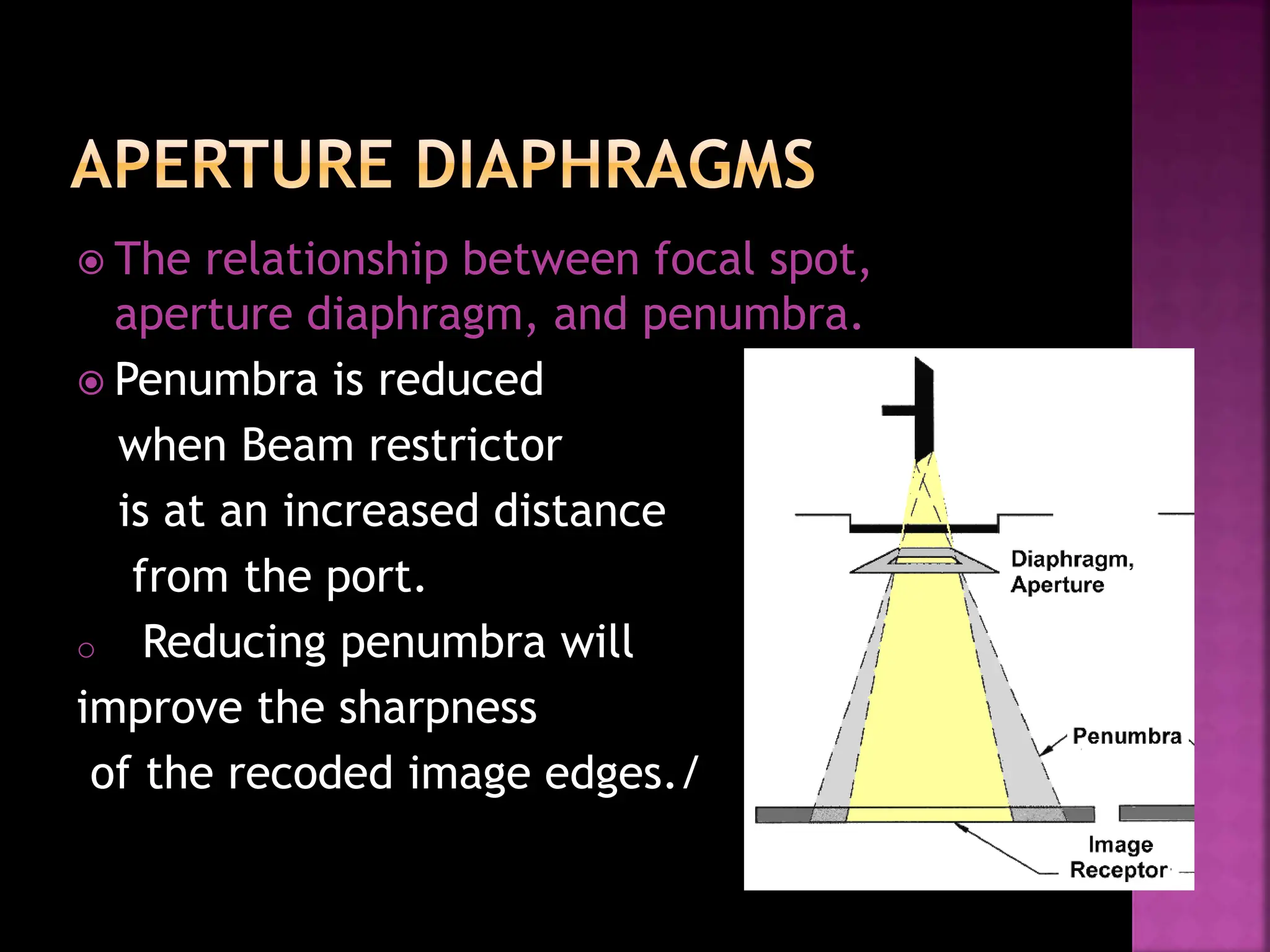 Collimators: Control the size and shape of the X-ray beam by limiting ...