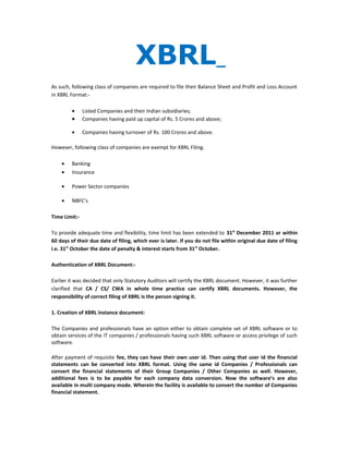 Xbrl | DOC | Business Accounting & Finance | Business
