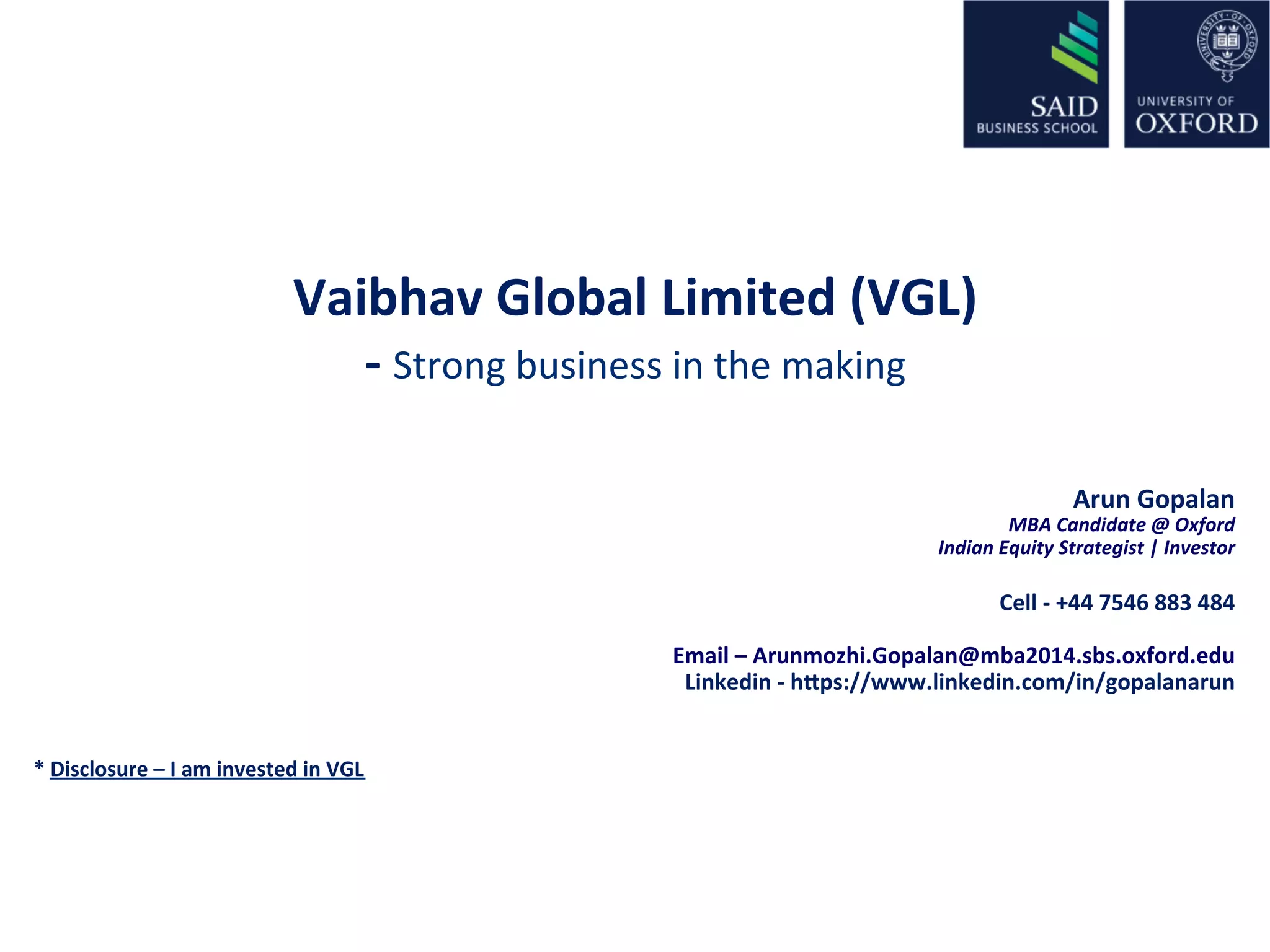 Vaibhav global limited - BUY | PDF