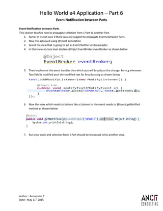 Hello World e4 Application Part 6 | PDF