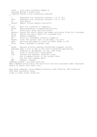 An a z index of the bash commands | TXT
