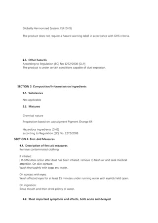Pigment orange 64 gp cas 72102 84-2 material safety data sheet msds sds ...