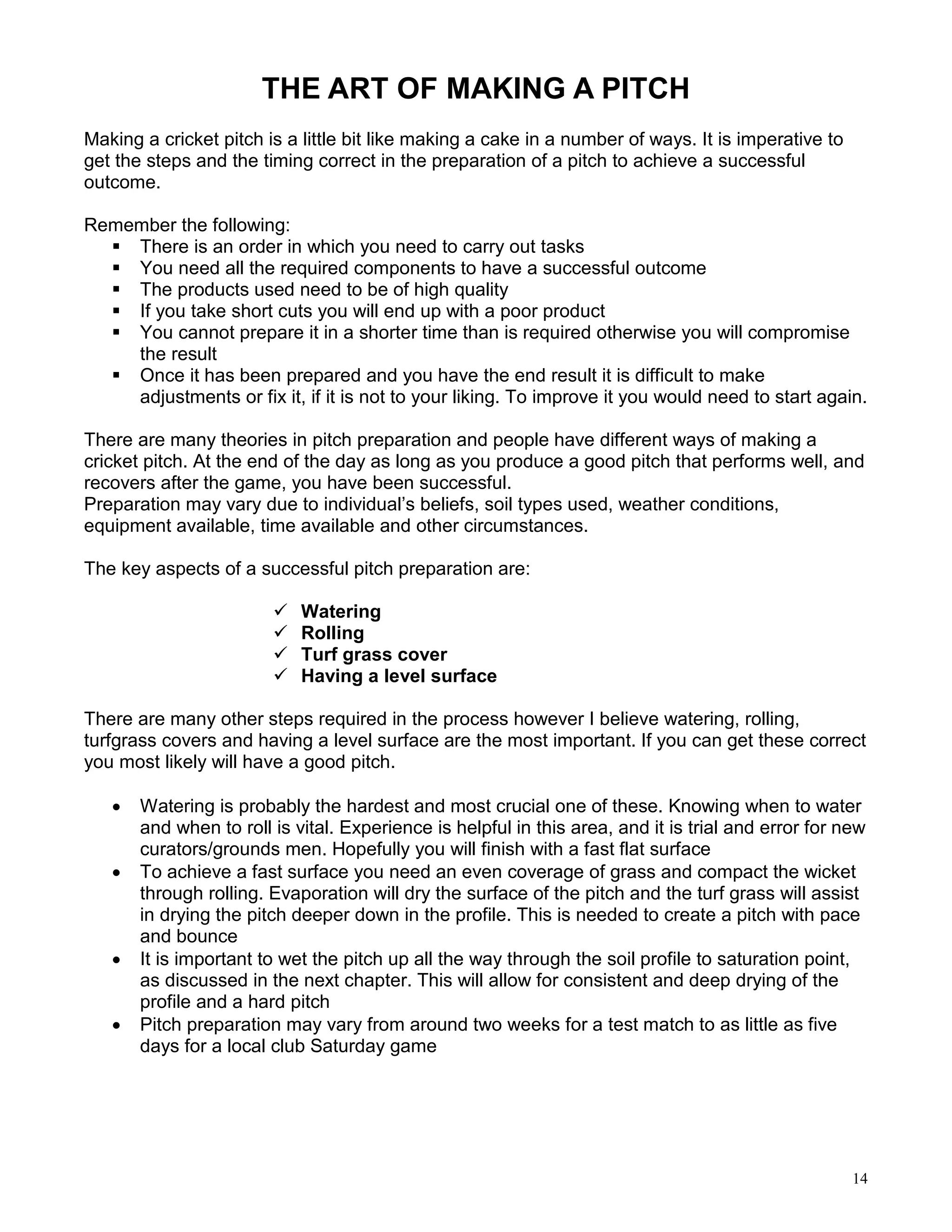 Basic guide to turf cricket pitch preparation | PDF | Gardening | Home ...