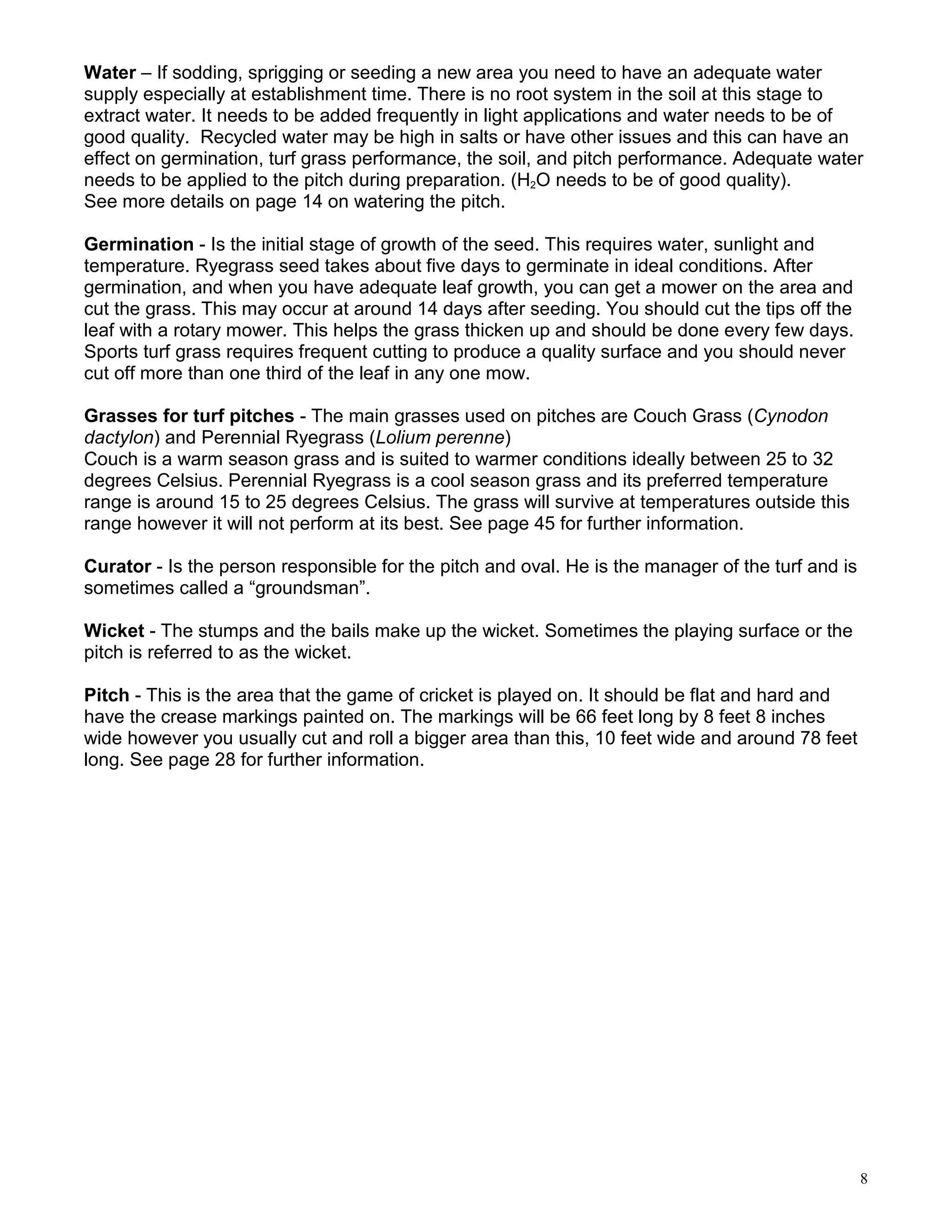 Basic guide to turf cricket pitch preparation | PDF