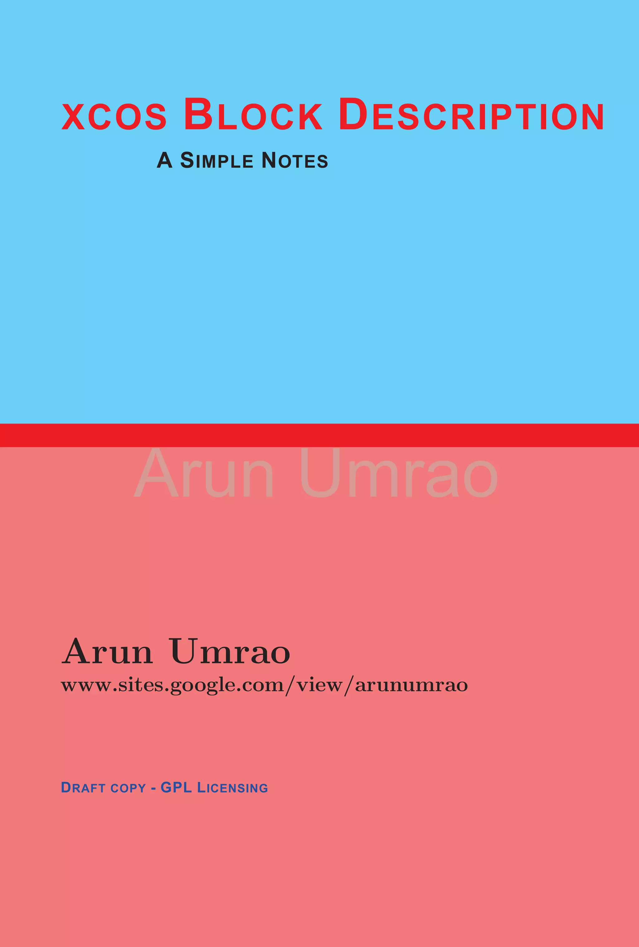 Notes and Description for Xcos Scilab Block Simulation with Suitable ...