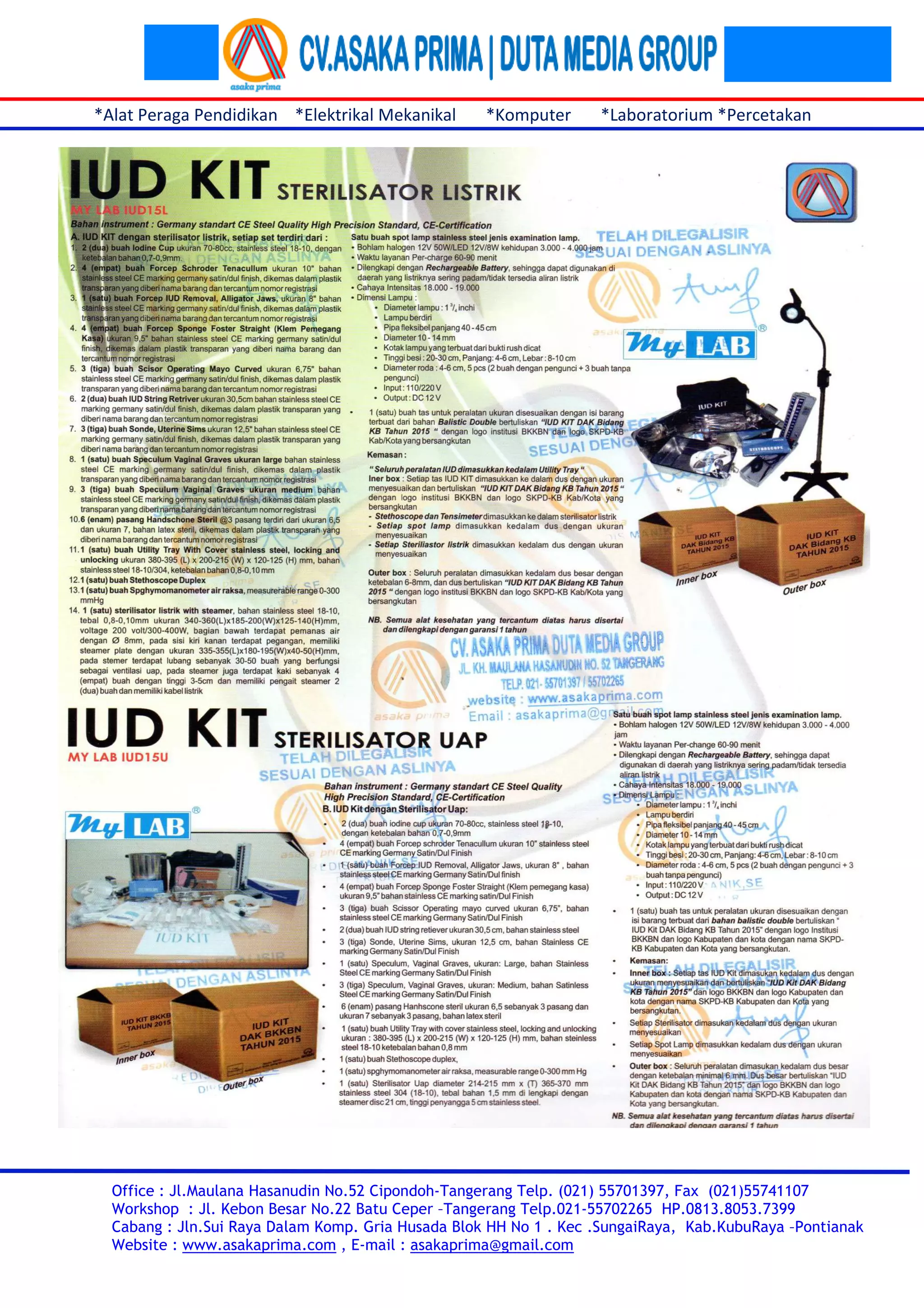 Produk iud kit listrik & brosur iud kit non listrik bkkbn 2015 | PDF