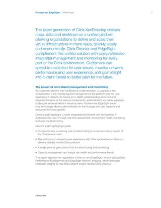 Comprehensive Mgmt and Monitoring with Citrix Director and Edgesight | PDF
