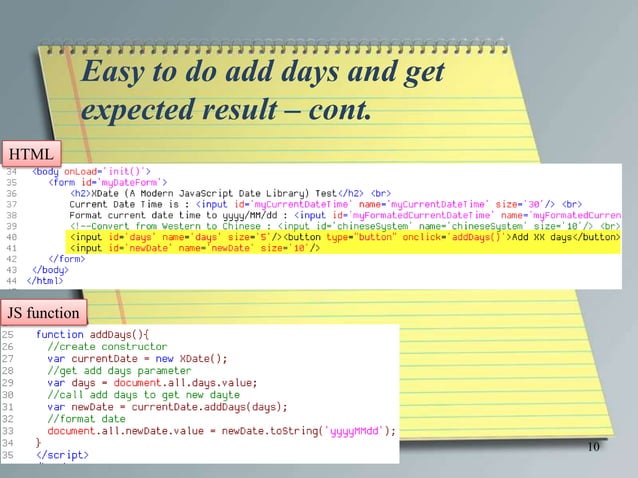XDate - a modern java-script date library | PPT