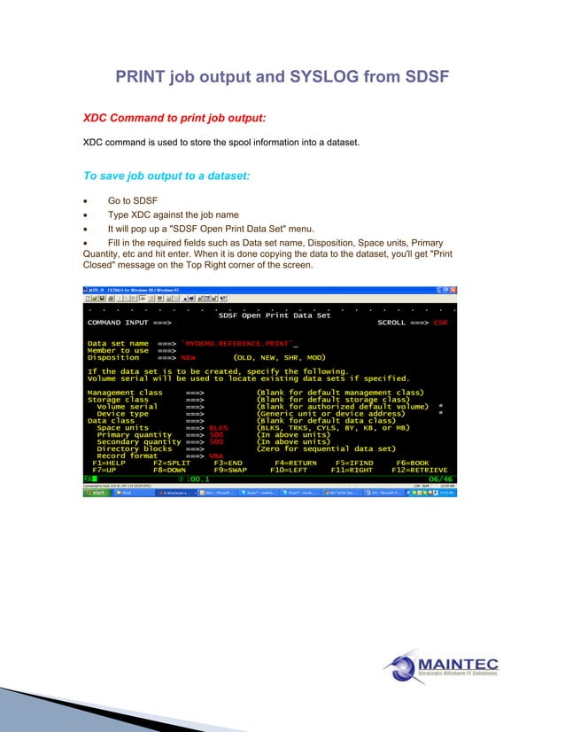 Xdc command-to-print-job-output-and-syslog-from-sdsf | PDF