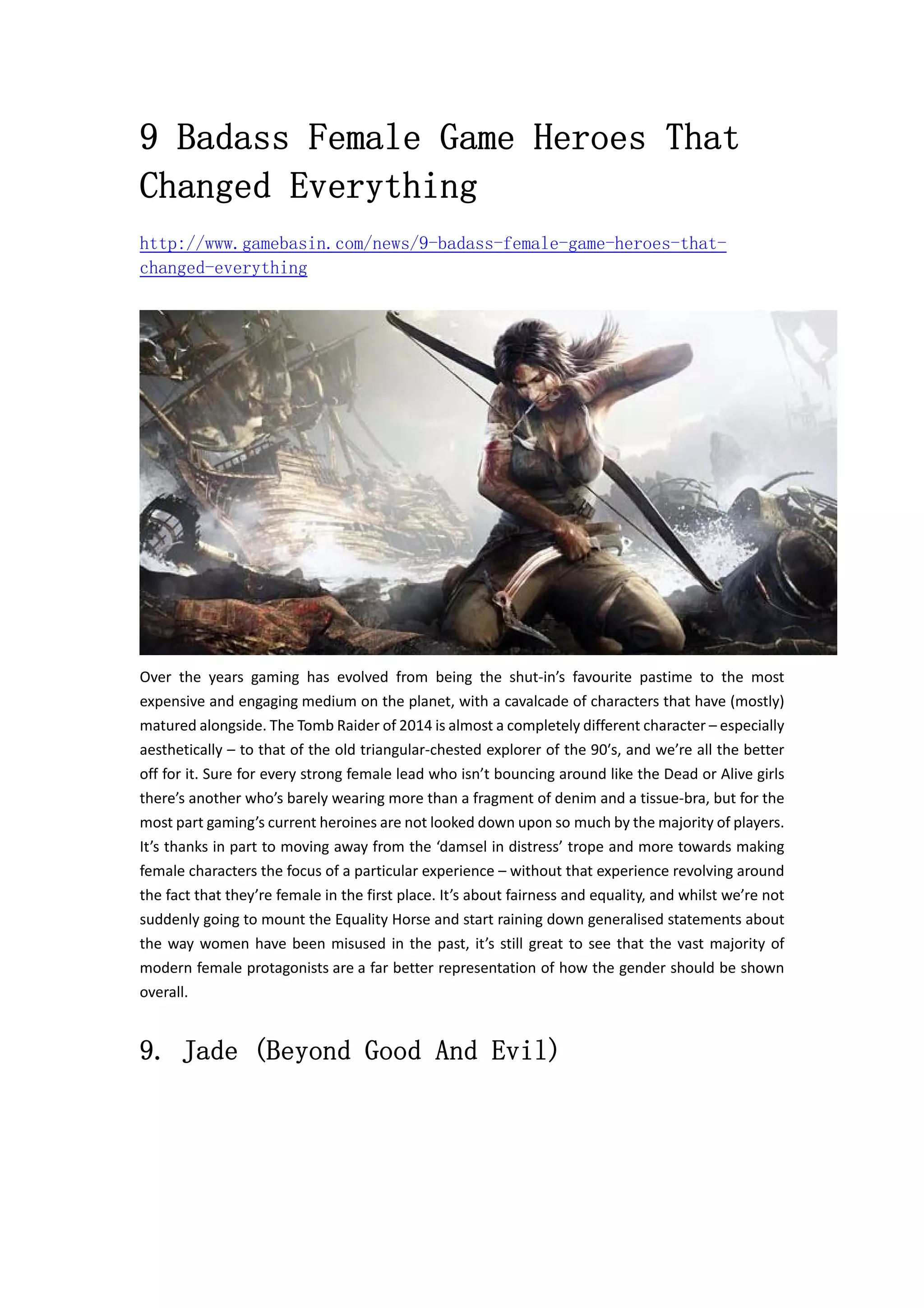 9 badass female game heroes that changed everything www.gamebasin.com