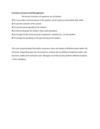 THREE LEVELS OF MANAGEMENT | DOCX