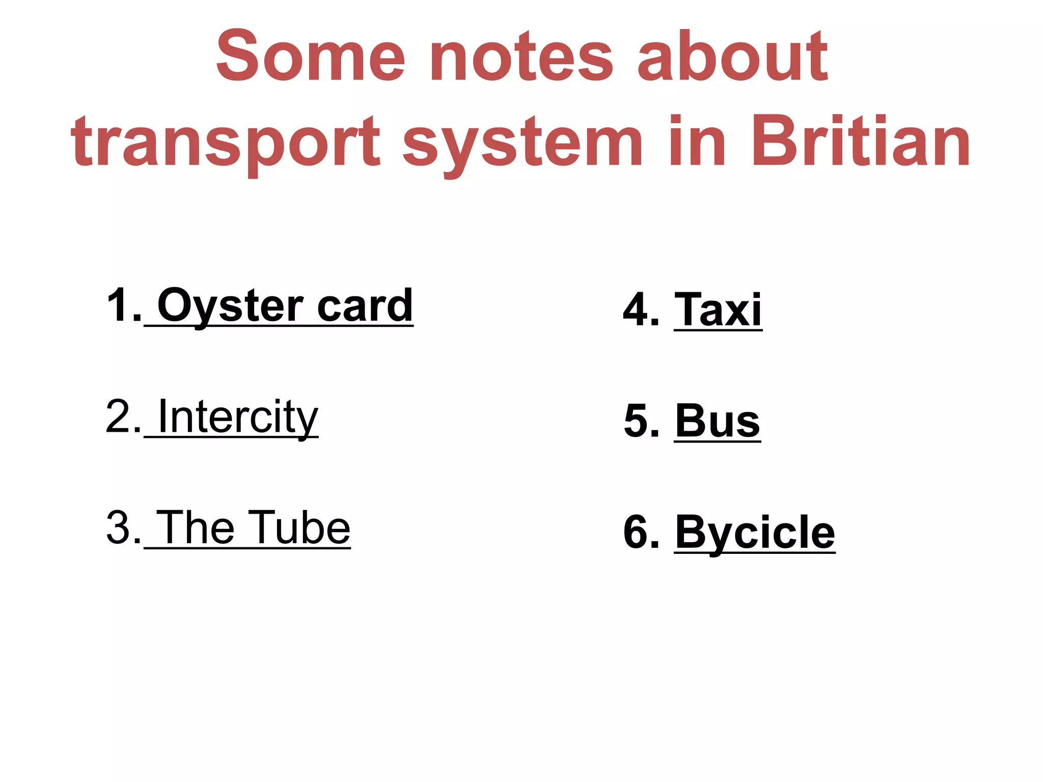Types of Transport in Britain | PPTX