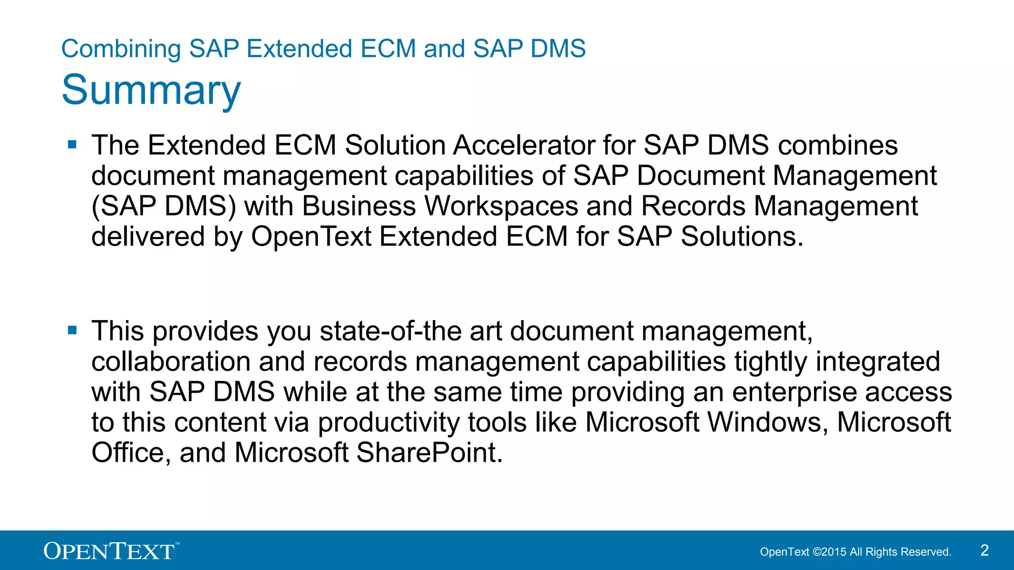 Combining SAP Extended ECM and SAP DMS (Document Management System) | PPTX Combining SAP Extended ECM and SAP DMS (Document Management System) | PPTX