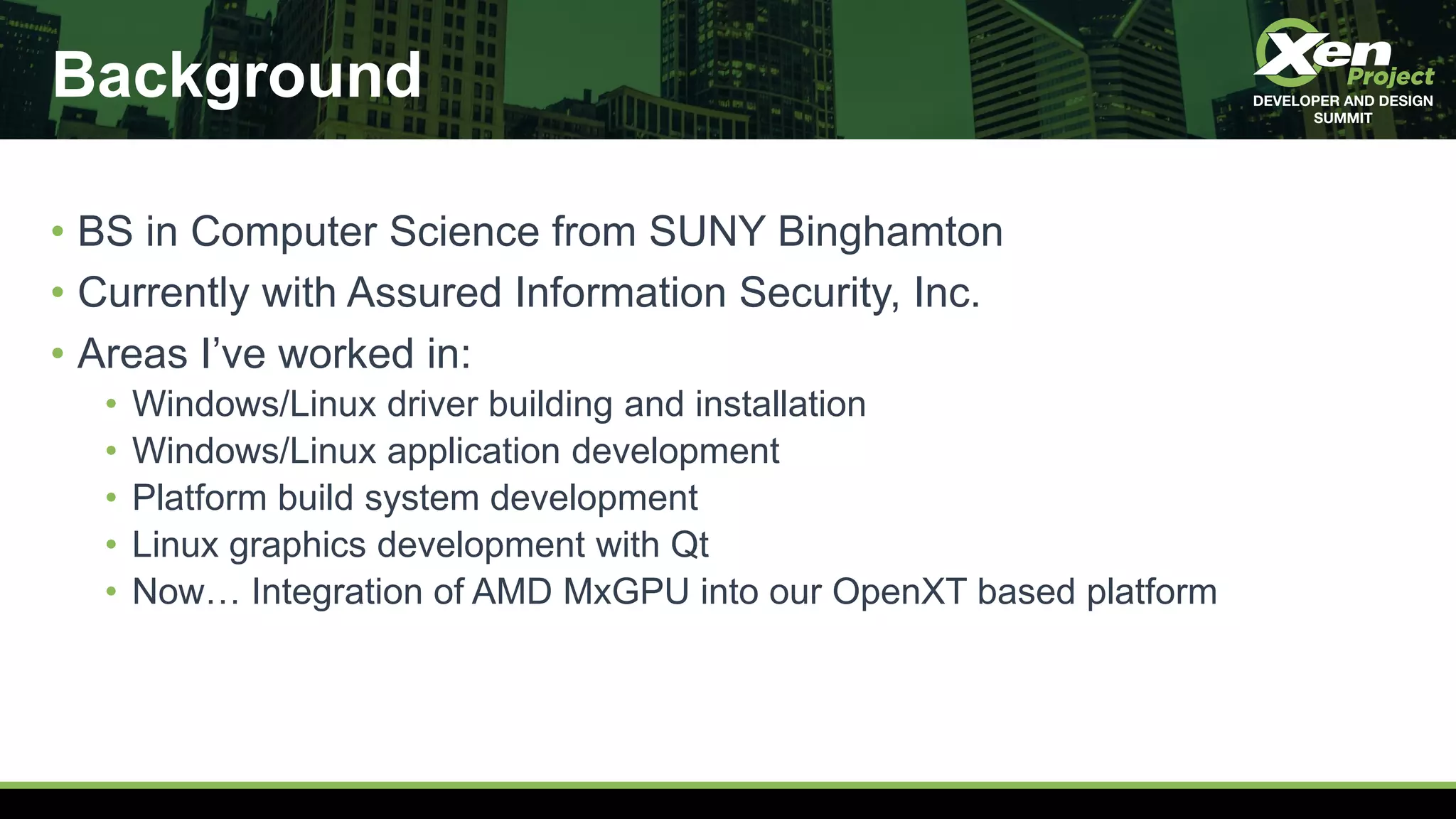 XPDDS19: Implementing AMD MxGPU - Jonathan Farrell, Assured Information ...