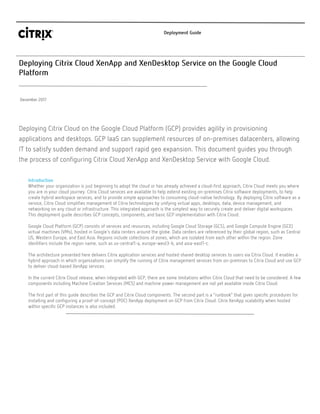 XenApp on Google Cloud Deployment Guide | PDF
