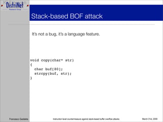 Instruction-level countermeasure against buffer overflow attacks | PPT