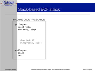 Instruction-level countermeasure against buffer overflow attacks | PPT