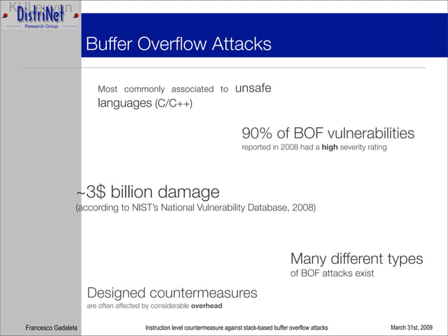 Instruction-level countermeasure against buffer overflow attacks | PPT Instruction-level countermeasure against buffer overflow attacks | PPT
